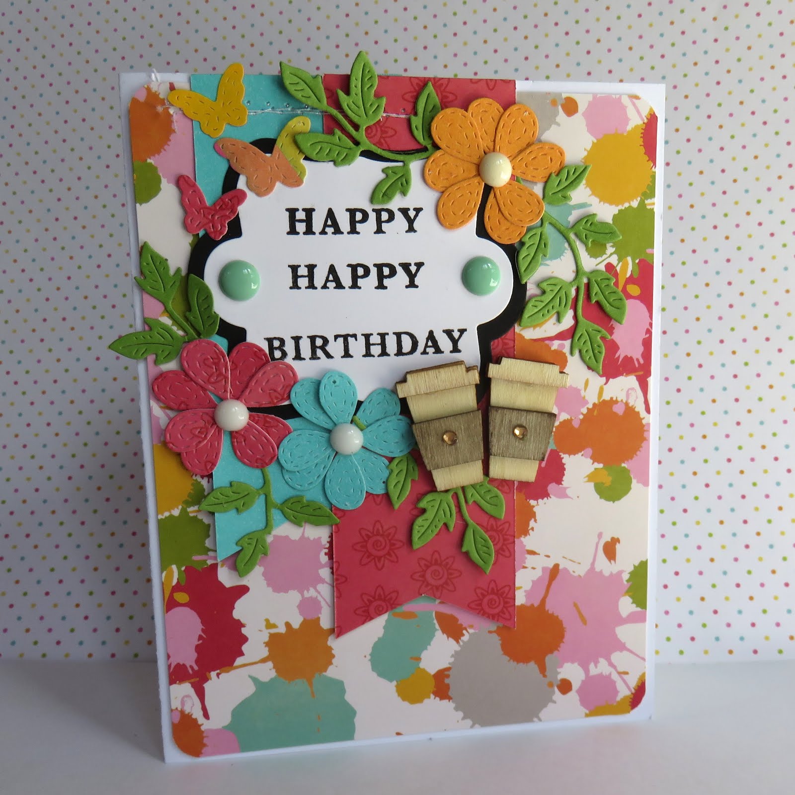 Super Stick Chick Floral Coffee Birthday Card super-stick-chick-floral-coffee-birthday-card