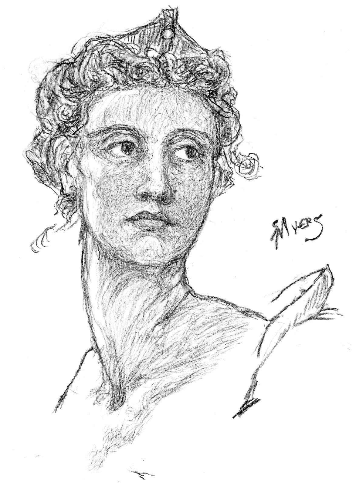 The Other Oeuvre: Woman's Head, Charcoal Drawing S. Myers