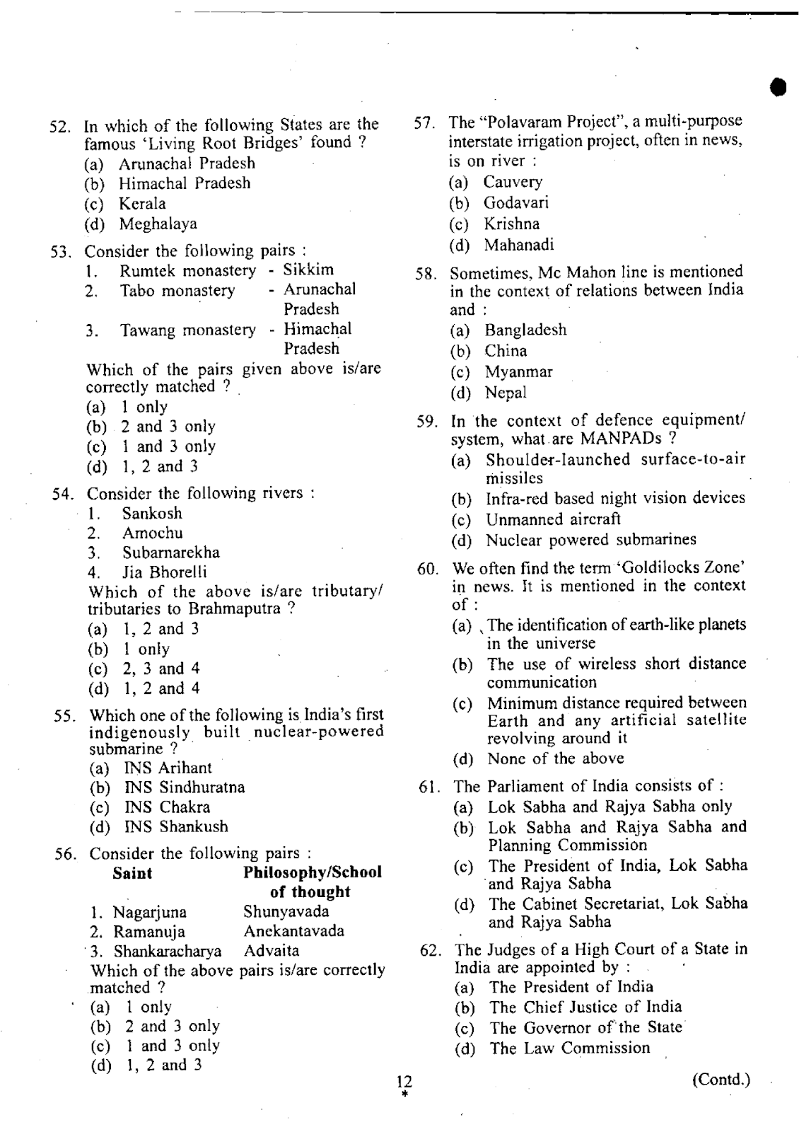 CISF Head Constable Previous year Question paper Download CISF HC ...