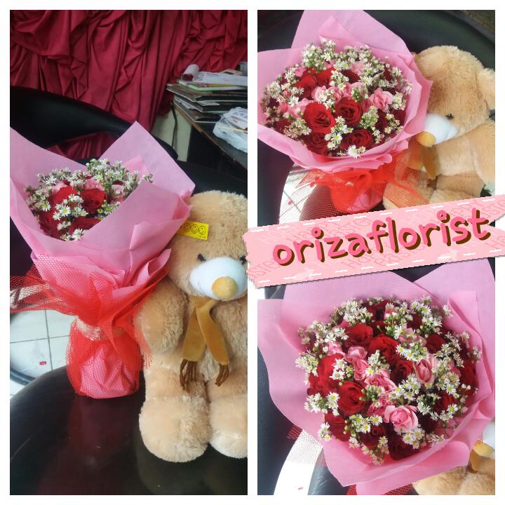 Kado Bunga Mawar + Boneka | ORIZA FLORIST