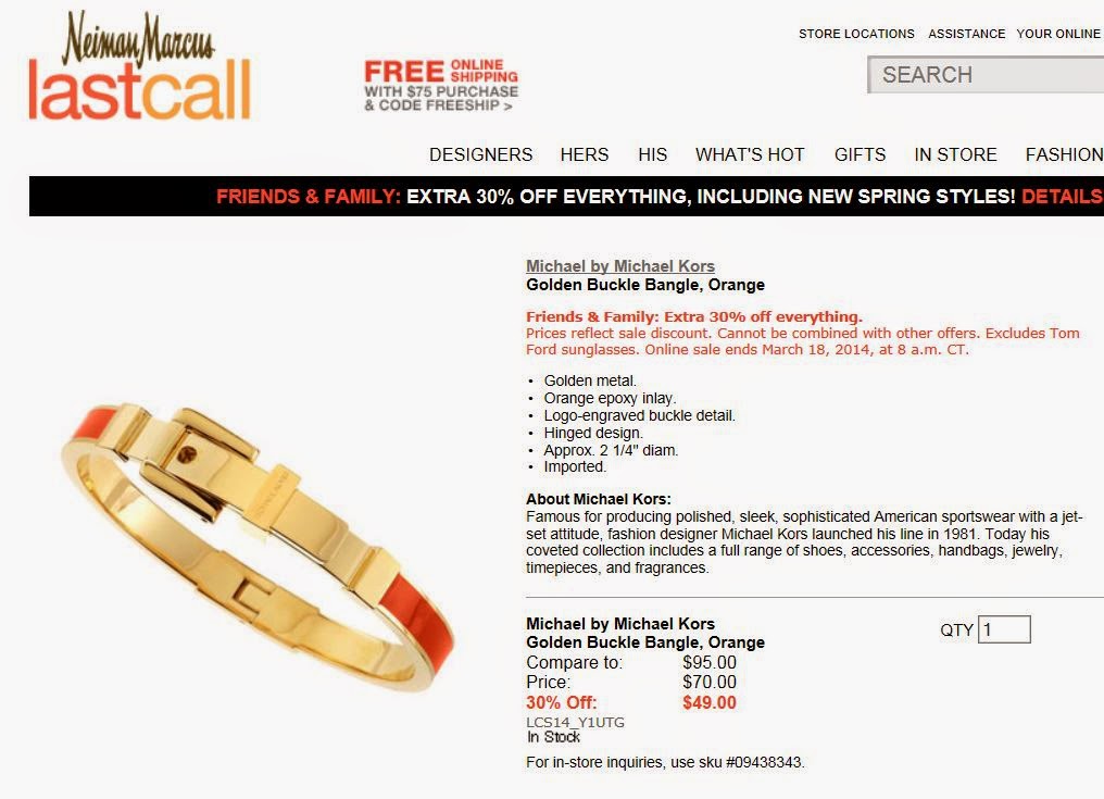 MARIETTE'S BACK TO BASICS: {Orange Michael Kors Bangle from Last Call ...