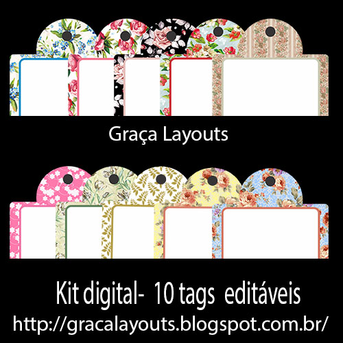 Kit digital- 10 tags editáveis