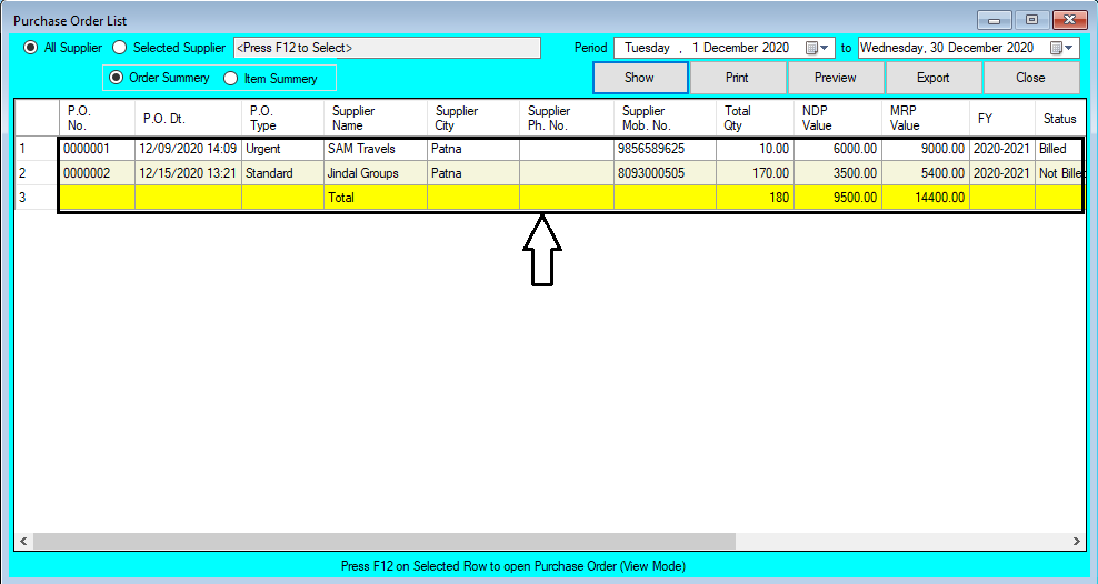 Purchase Order List Report Help Guide