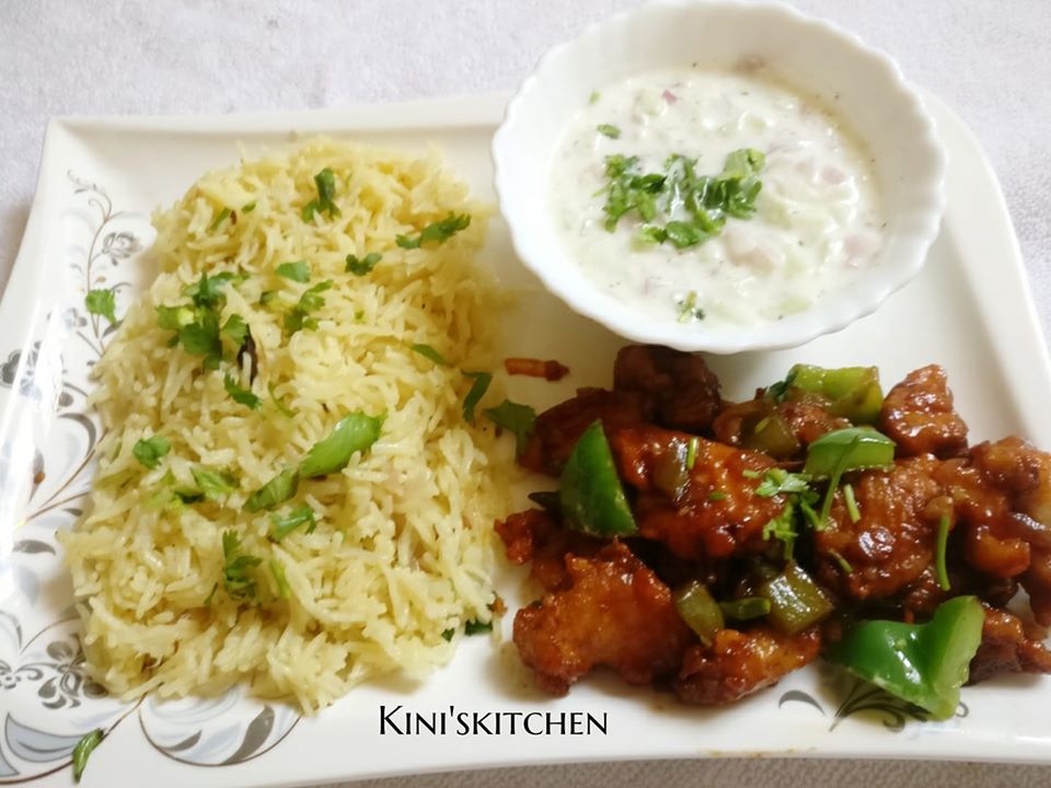 Ghee Rice with Fish Chilli