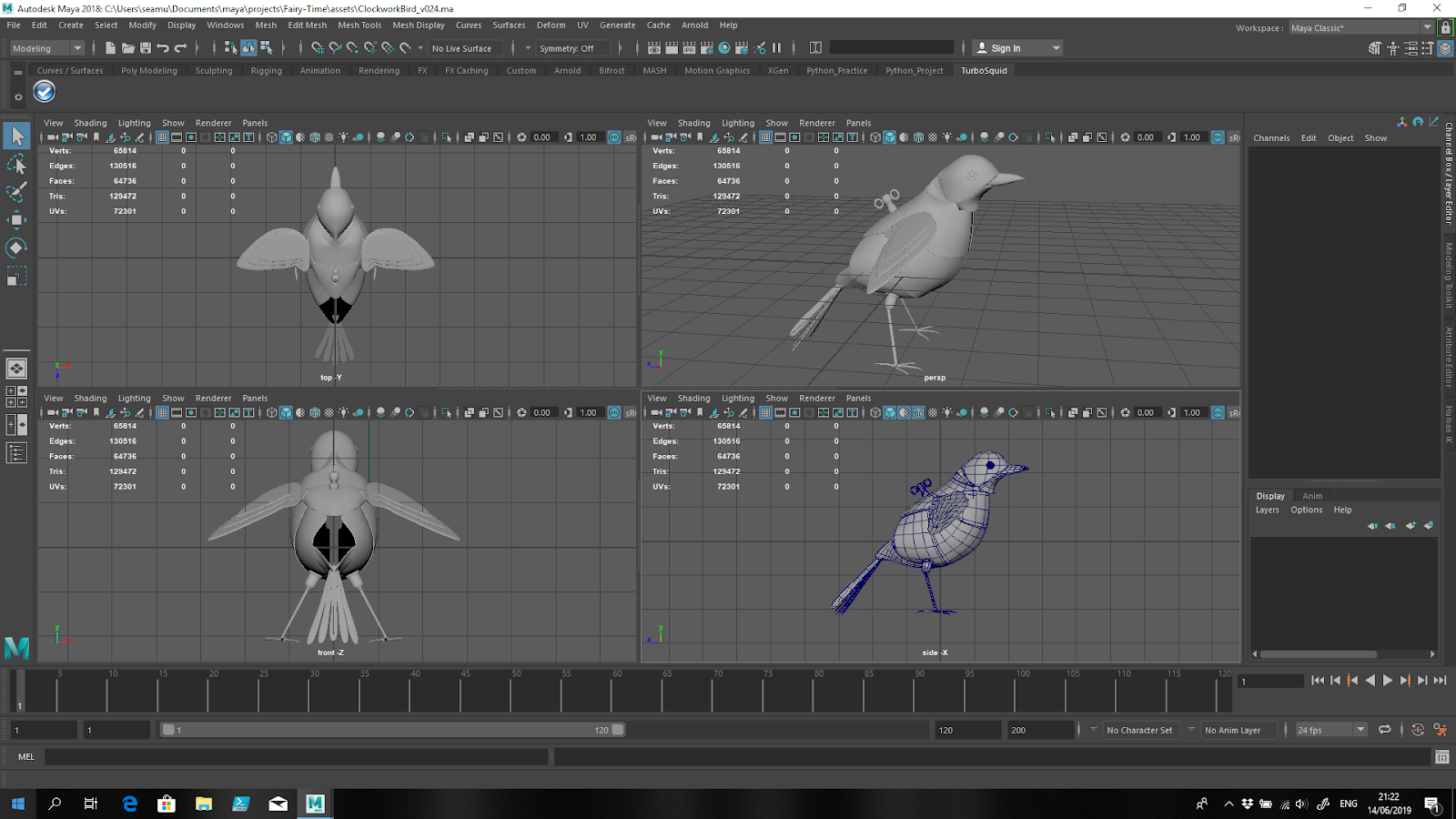Modelling the Clockwork Bird in Maya