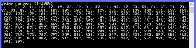 Prime Numbers Between 1-1000 ~ C++ Codes