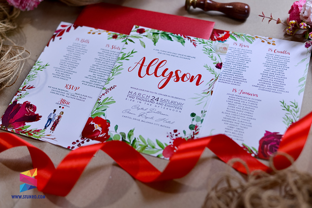 Red Enchanted Forest Themed Debut Invitation - Stunro CreativeWorks