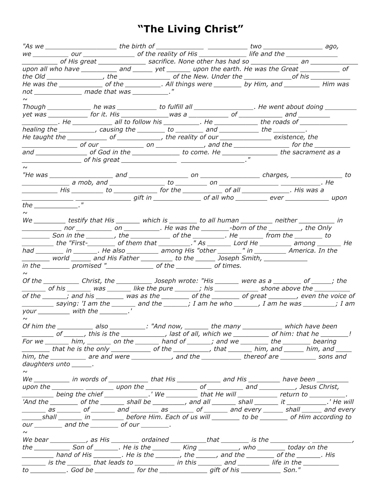 "The Living Christ" Songs