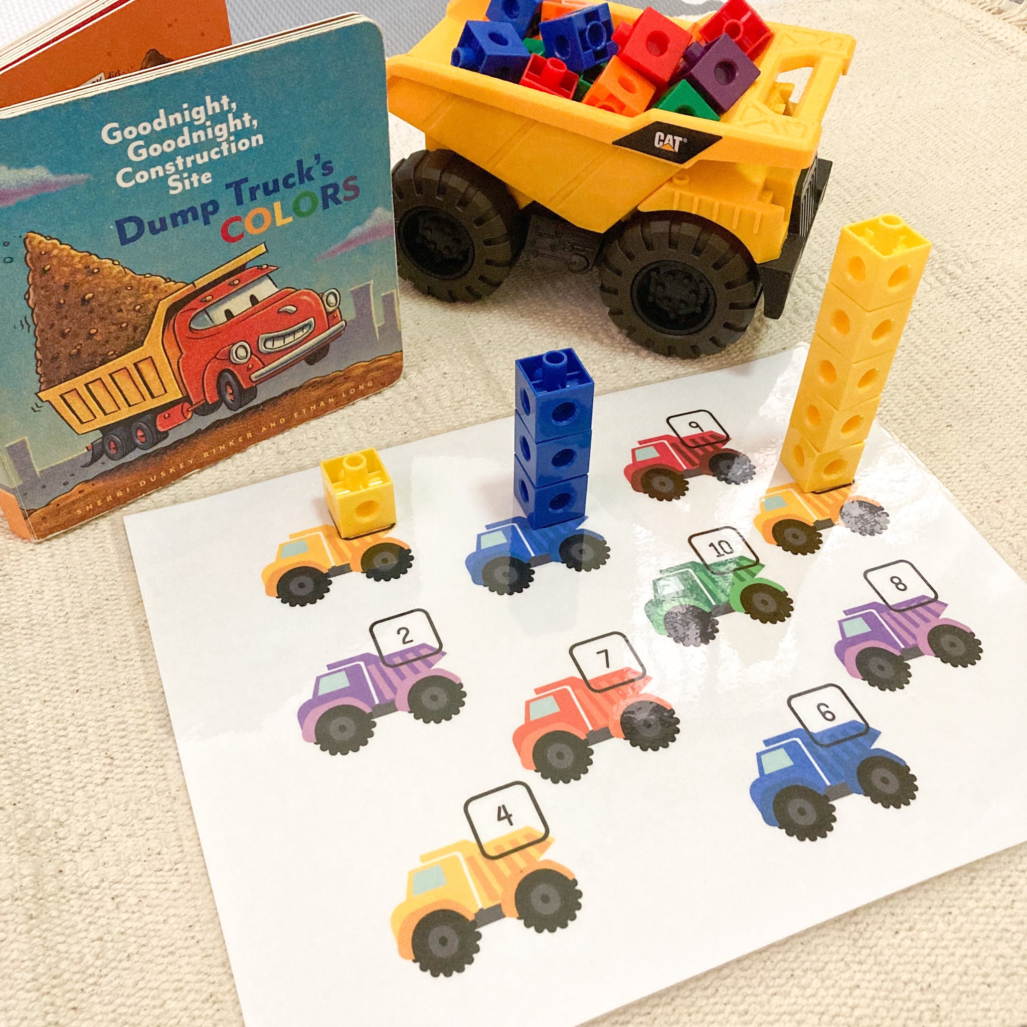 FREE Printable: Dump Truck Counting Mat - Starter Mama