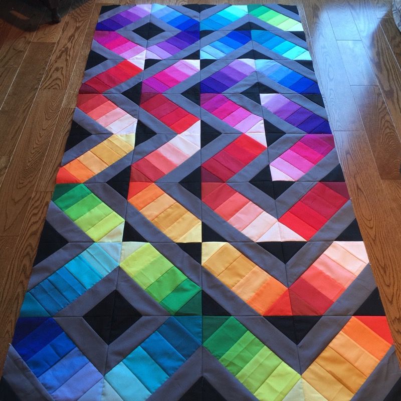 UpStairsHobbyRoom: One Block Wonders Rainbow Stacks Quilt Check In