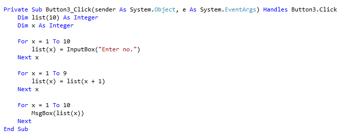 AS Computing Made Easy?: VB Lesson 8: One Dimensional Array