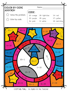 An Apple For The Teacher: New Years Color By Number Worksheets