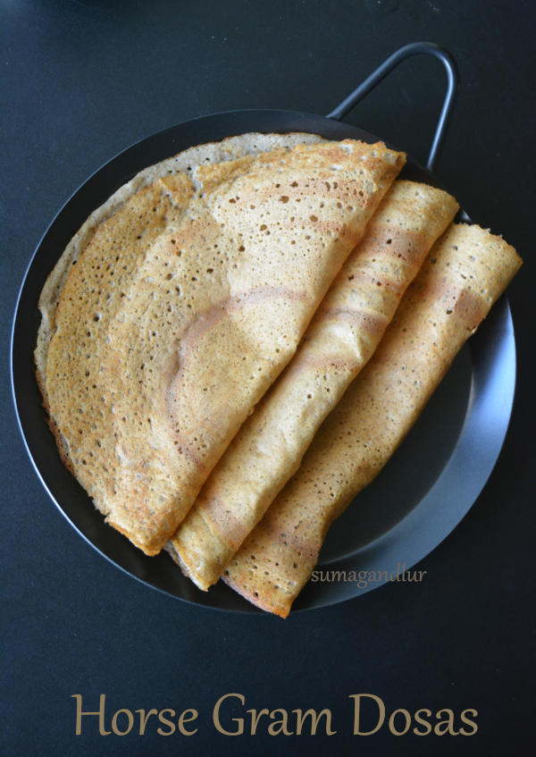 Veggie Platter: Horse Gram Dosas / Ulava Dosalu
