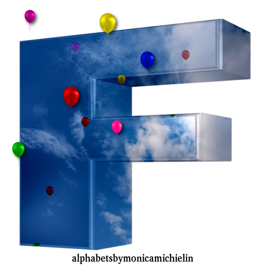 M. Michielin Alphabets: BLUE SKY COLORED BALLOONS ALPHABET AND ICONS PNG