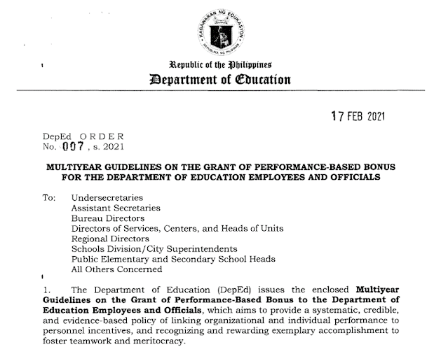DepEd PBB UPDATE: Multiyear Guidelines on the Grant of Performance ...