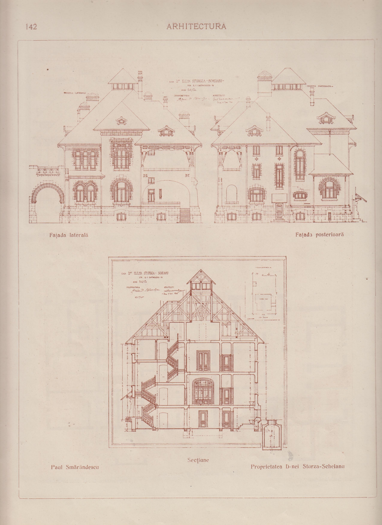 Arh. Paul Smărăndescu: Casa Sturdza Scheianu in Rev. Arhitectura 1924