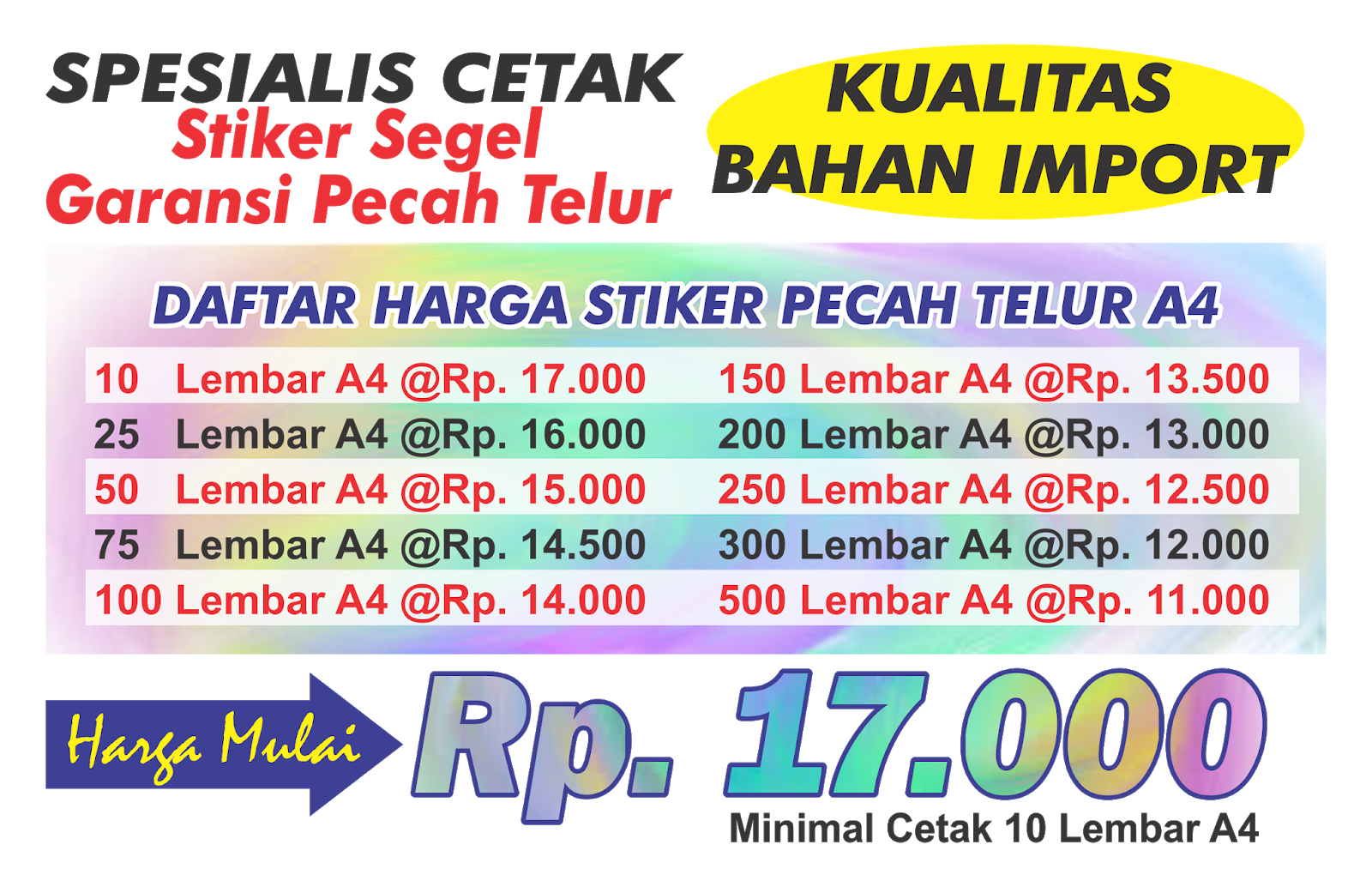 Cetak Stiker Segel Pecah Telur