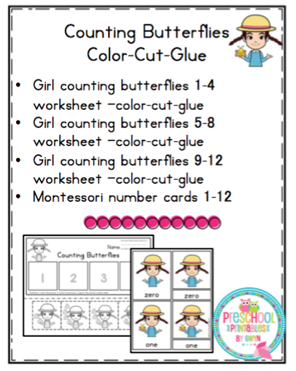 Counting Butterflies ~ Preschool Printables