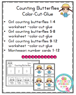 Counting Butterflies ~ Preschool Printables