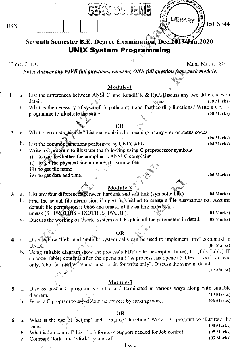 Visvesvaraya Technological University Be Computer Science Cbcs Seventh Semester 15cs744