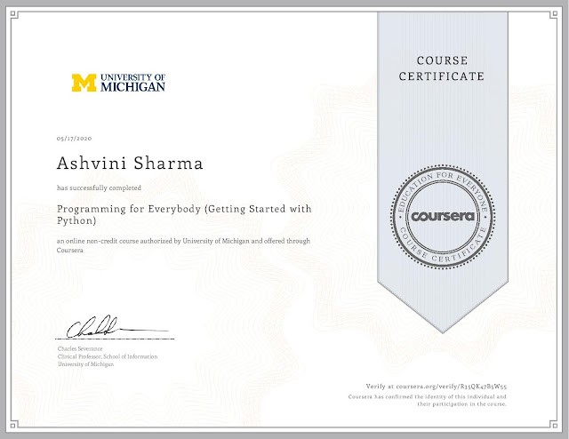 Programming for everybody (Python) Certificate