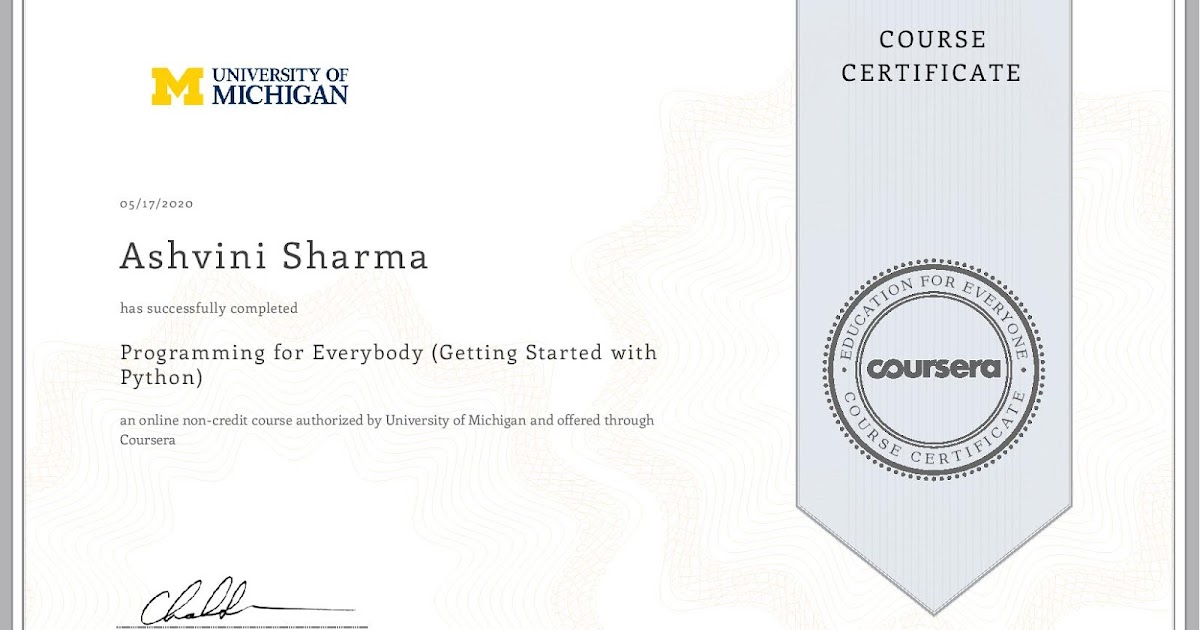 Programming for everybody (Python) Certificate