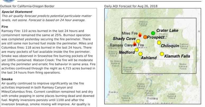 Smoke Outlook for Southern Oregon and Northern California Border for ...