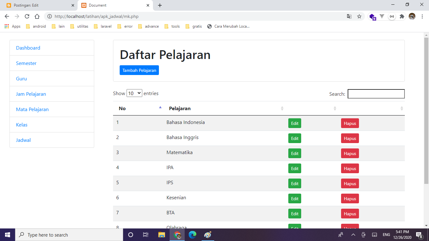 Download Aplikasi Jadwal Pelajaran Anti Bentrok dengan Php dan Mysql ...