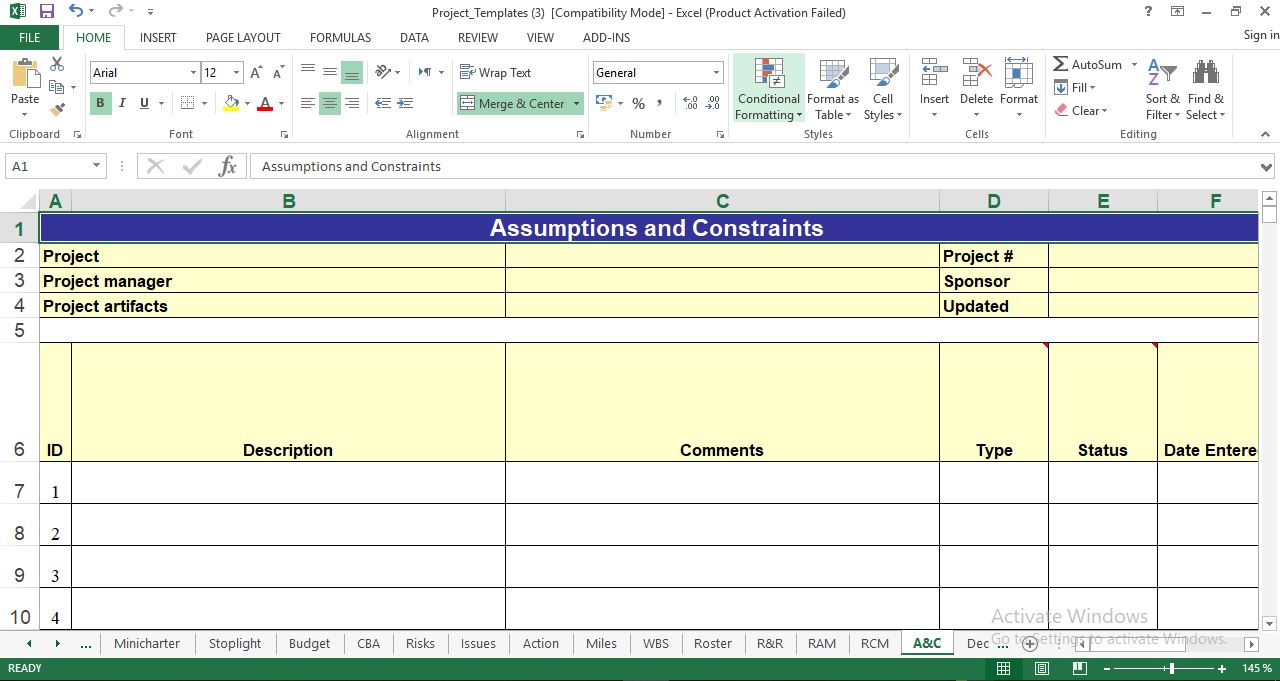 Project Management Template Excel