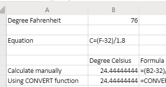 Excel - How to convert Fahrenheit to Celsius
