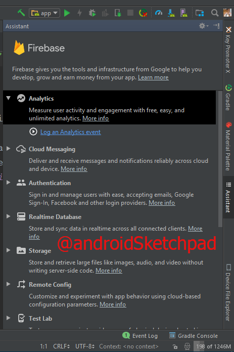 How to connect firebase directly from android studio AndroidSketchpad