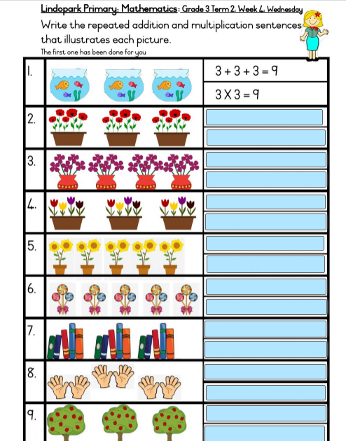 FREE Printable Worksheets Online: Repeat Addition and Multiplication