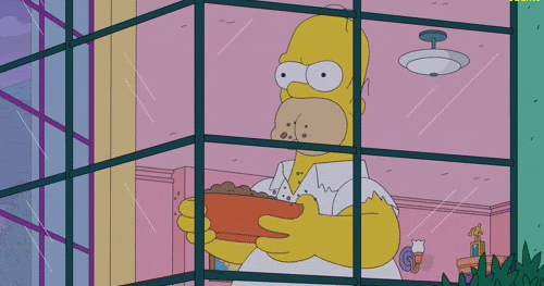 Simpson gif: Homero se come la comida de ayte. de Santa
