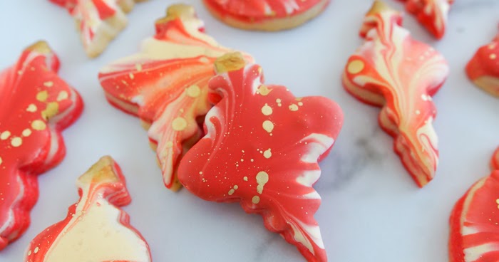 Double Marbled Christmas Ornament Cookies | Bake at 350°