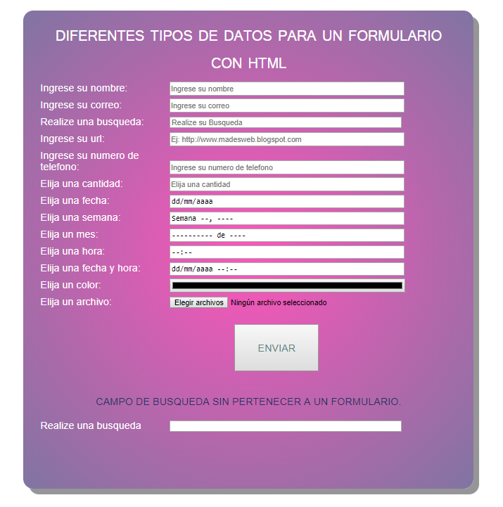 FORMULARIOS CON HTML5 NUEVOS ELEMENTOS!!!! - MaDesWeb