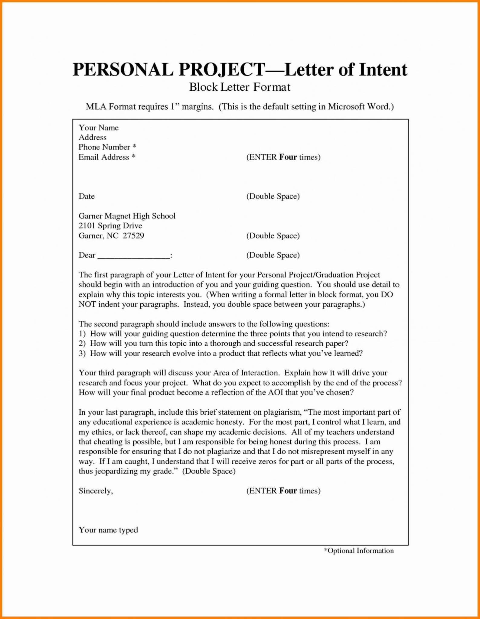 Mla Business Letter Format Example - Birthday Letter