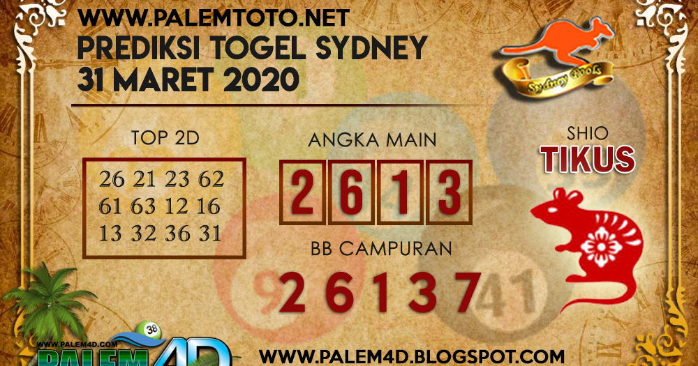Prediksi Sydney 31 Maret 2020 ~ Prediksi Togel Jitu