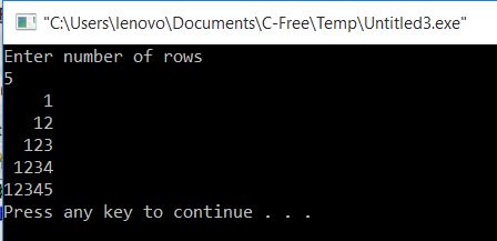 All C Programs: Program 61:Numeric Pattern 3