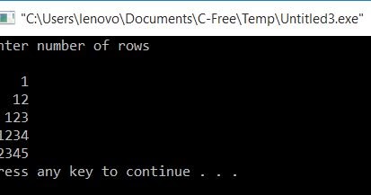 All C Programs: Program 61:Numeric Pattern 3