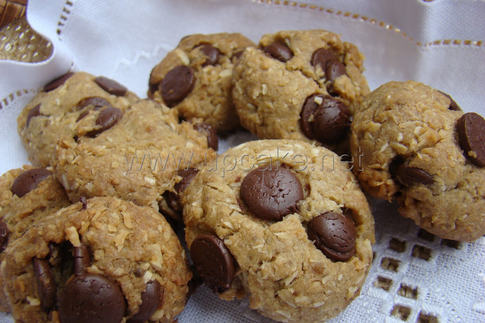 upCake: Cookies com gotas de chocolate e coco