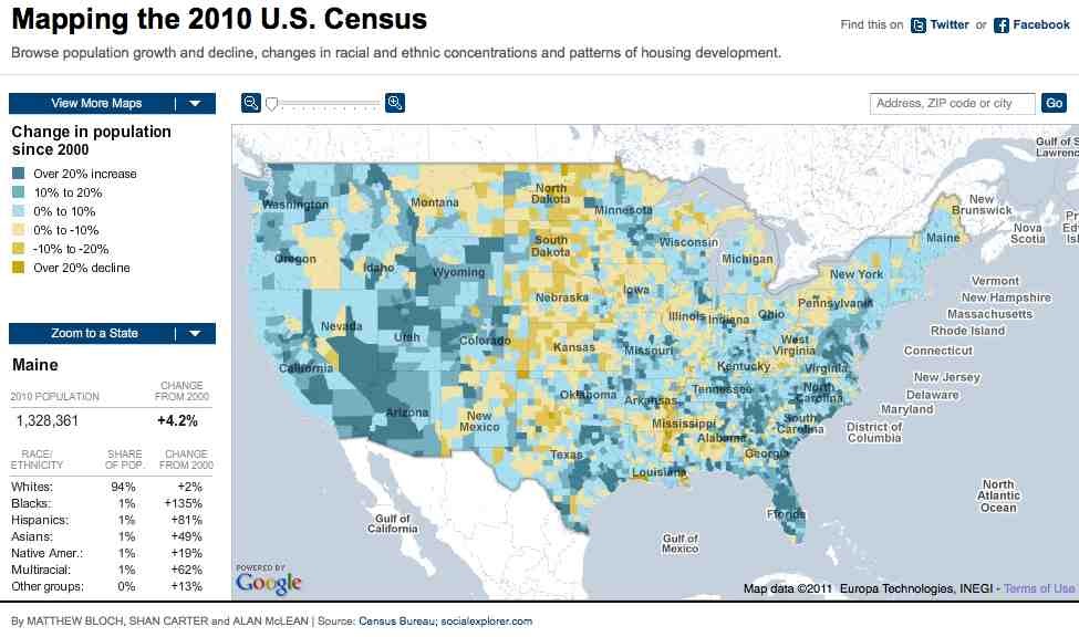 Maximizing Progress: Mapping US ~ Census, NYTimes, Social Explorer