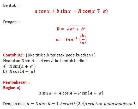 BENTUK a sin x + b cos x atau a cos x + b sin x
