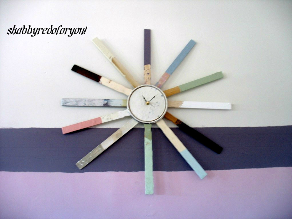 Shabby Redo For You !: Sunburst Paint Stick Clock DIY