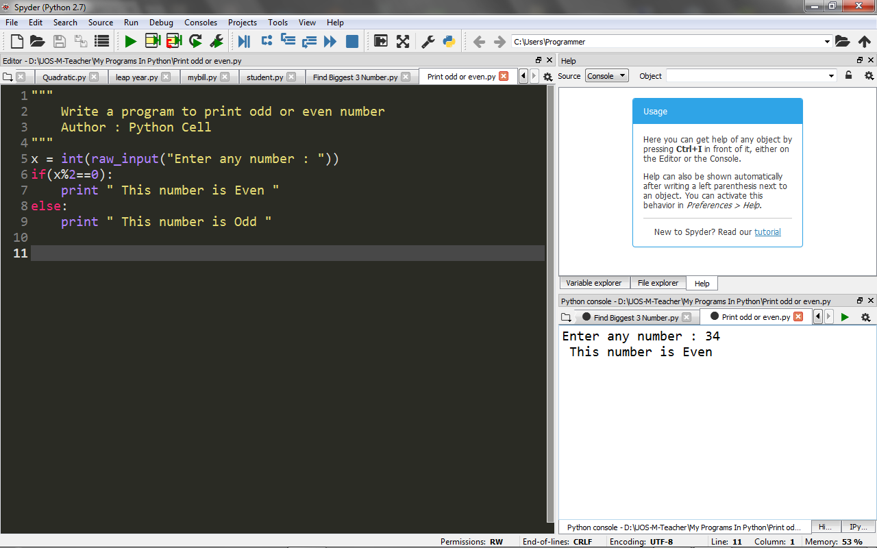 Write A Program To Find A Number Is Even Or Odd In Python Python Cell