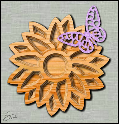 Scrollsaw Workshop: Layered Flower with Butterfly Scroll Saw Pattern.