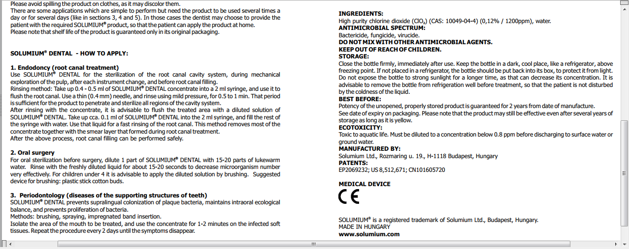 SOLUMIUM DENTAL – CLO2 MARCA REGISTRADA. HUNGARY – Info Salud y Actualidad