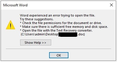 IT Support Solution: Word experienced an error trying to open the file ...