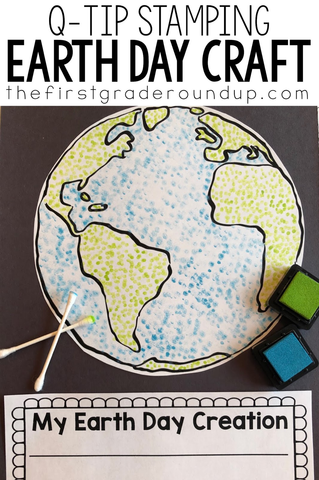 the easiest q-tip earth day crafts for kids - The First Grade Roundup