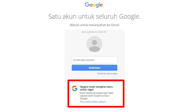 Halaman Login Google Yang Baru