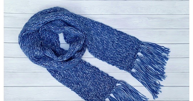 Denim Mist Knitted Scarf - Sew Crafty Crochet